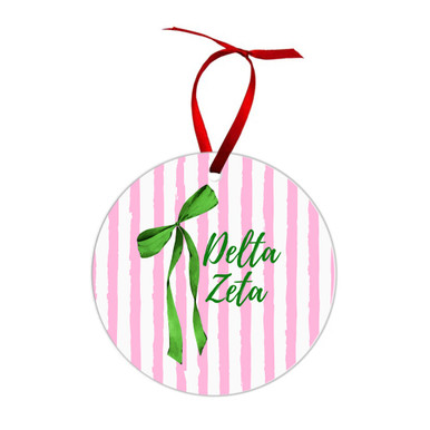 Delta Zeta Bow Ribbon Christmas Ornaments - Greek Gear