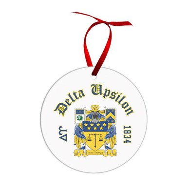 Delta Upsilon Crest & Year Circle Ornaments - Greek Gear