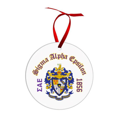 Sigma Alpha Epsilon Crest & Year Circle Ornaments - Greek Gear