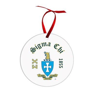 Sigma Chi Crest & Year Circle Ornaments - Greek Gear