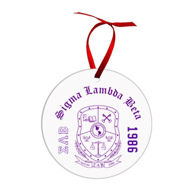 Sigma Lambda Beta Crest & Year Circle Ornaments - Greek Gear