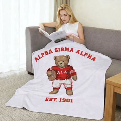 Alpha Sigma Alpha Teddy Bear Sherpa Blanket – Cozy Sorority Gift
