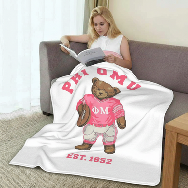 Phi Mu Teddy Bear Sherpa Blanket – Cozy Sorority Gift