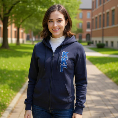 Kappa Kappa Gamma Heavy Full Zip Hoodie - 3" Letters - Greek Gear