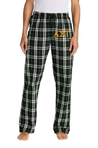 Alpha Sigma Tau Flannel Lettered Plaid PJ's - Greek Gear