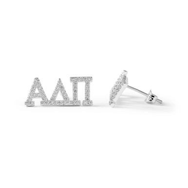 Alpha Delta Pi White Gold Studded Earrings - Greek Gear