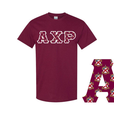 Alpha Chi Rho Fraternity Crest - Shield Twill Letter Tee - Greek Gear