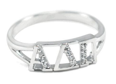 Alpha Delta Pi Sterling Silver Ring set with Lab-Created Diamonds ...