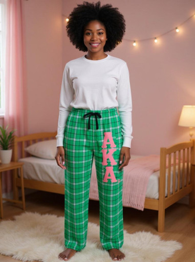 Alpha Kappa Alpha Pajamas - AKA PJ's Flannel Plaid Pant - Greek Gear