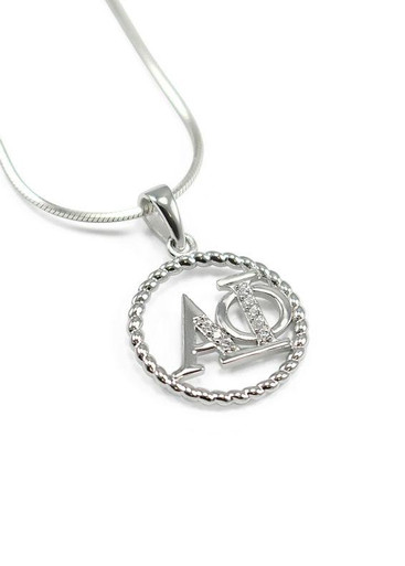 Alpha Phi Sterling Silver Circular Pendant set with Lab-created ...