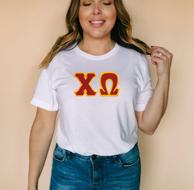 DISCOUNT Chi Omega Lettered Tee - Best Value - Greek Gear