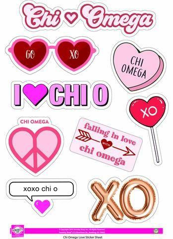 Chi Omega Love Theme Stickers - Greek Gear
