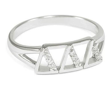 Delta Delta Delta Sterling Silver Ring set with Lab-Created Diamonds ...
