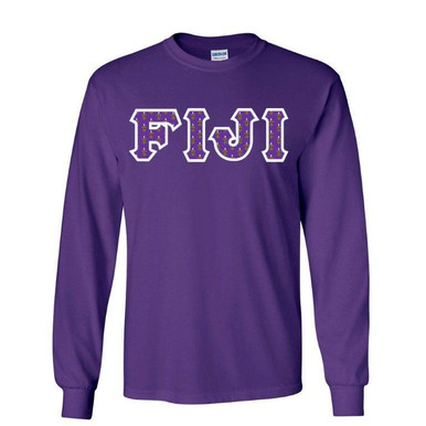 FIJI Fraternity Crest - Shield Twill Letter Longsleeve Tee - Greek Gear