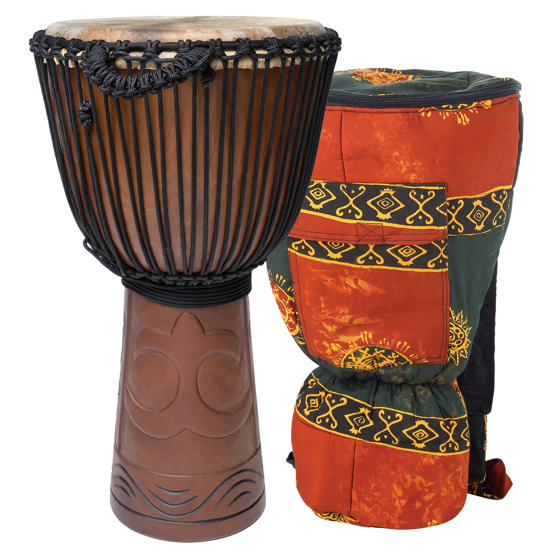 Ruby African Djembe, Hand Carved - Free Shipping