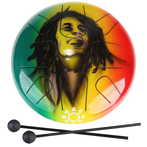 Reggae Rasta Metal Tongue Drum with 8 Notes, Includes Mallets (X8-TNG-BM)