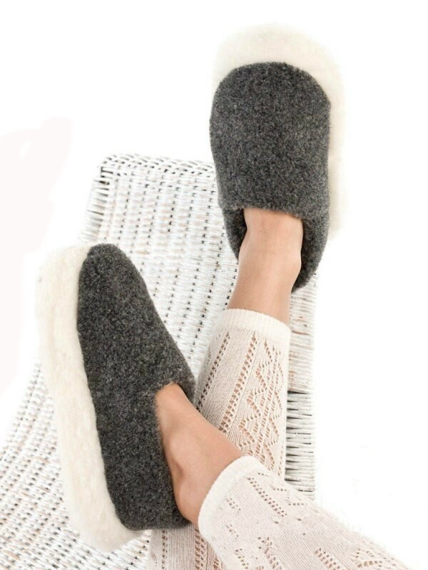 Sheep By The Sea Pure Wool Slippers With Anti Slip Sole