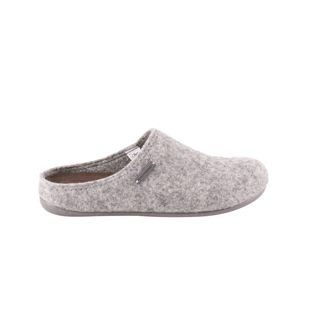 Cilla Grey Wool Felt Mules with Rubber Sole by Shepherd of Sweden