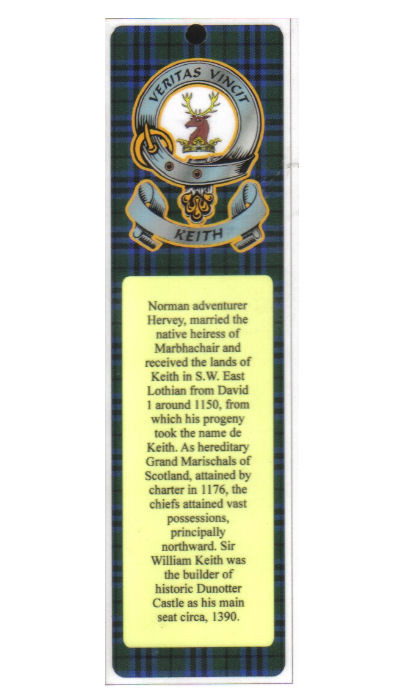 Keith Clan Badge Clan Keith Tartan Laminated Bookmarks Set of 2 - For ...
