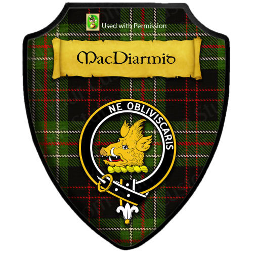 MacDiarmid Modern Tartan Crest Wooden Wall Plaque Shield - For ...