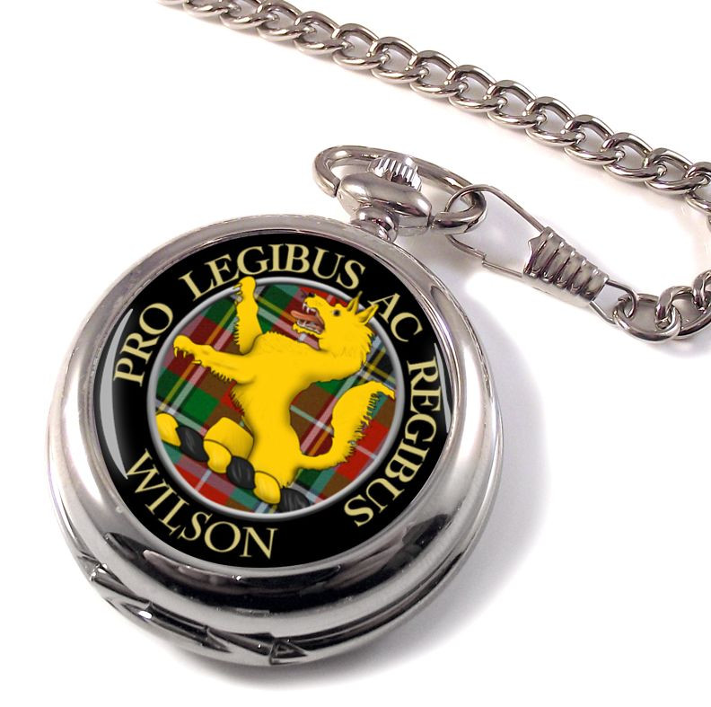 Wilson Clan Crest Round Shaped Chrome Plated Pocket Watch - For ...