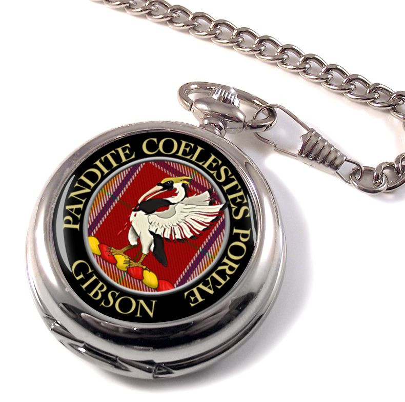 Gibson Clan Crest Round Shaped Chrome Plated Pocket Watch - For ...