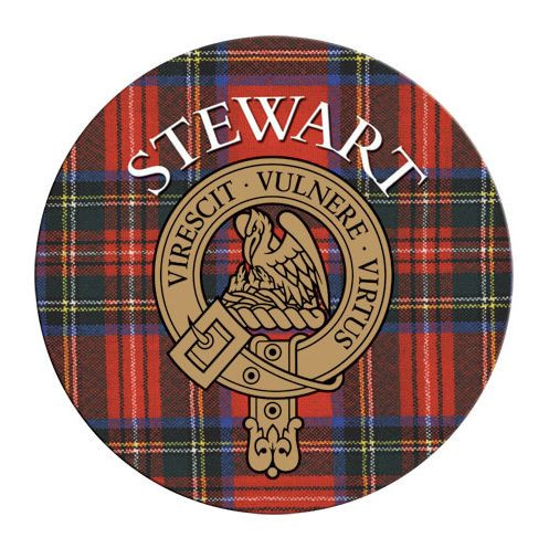 Stewart Clan Crest Tartan Cork Round Clan Badge Coasters Set of 2 - For ...