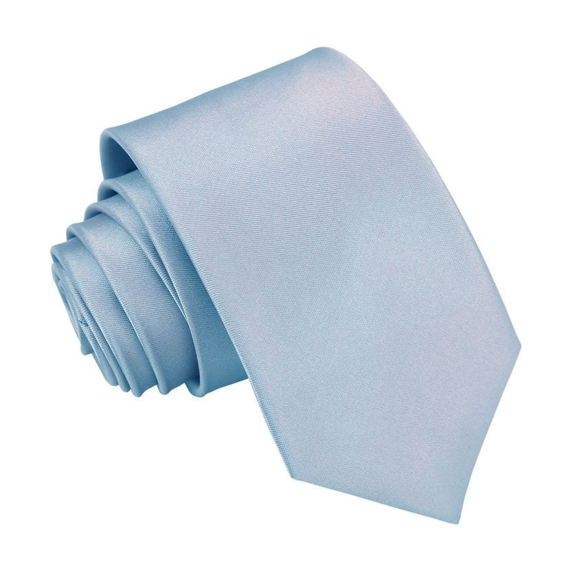 Dusty Blue Boys Plain Satin Straight Tie Wedding Necktie - For ...