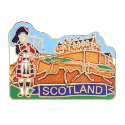 Scotland Edinburgh Castle Bagpiper Enamel Badge Lapel Pin Set x 3 - For ...