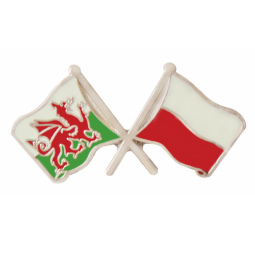 Wales Poland Crossed Country Flags Friendship Enamel Lapel Pin Set x 3 ...