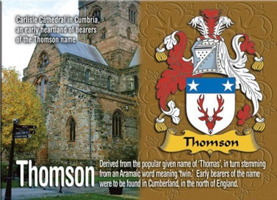 Thomson Coat of Arms English Family Name Fridge Magnets Set of 2 - For ...