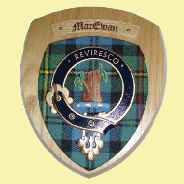 MacEwan Clan Crest Tartan 10 x 12 Woodcarver Wooden Wall Plaque - For ...