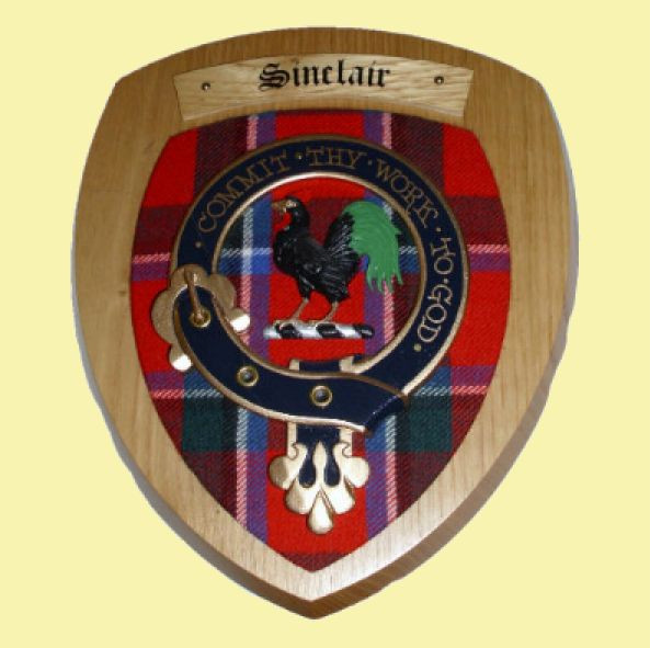 Sinclair Clan Crest Tartan 7 x 8 Woodcarver Wooden Wall Plaque - For ...