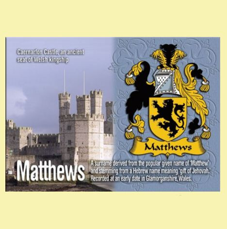 Matthews Coat of Arms English Family Name Fridge Magnets Set of 2 - For ...