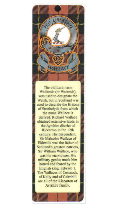 Wallace Clan Badge Clan Wallace Tartan Laminated Bookmarks Set of 2 ...