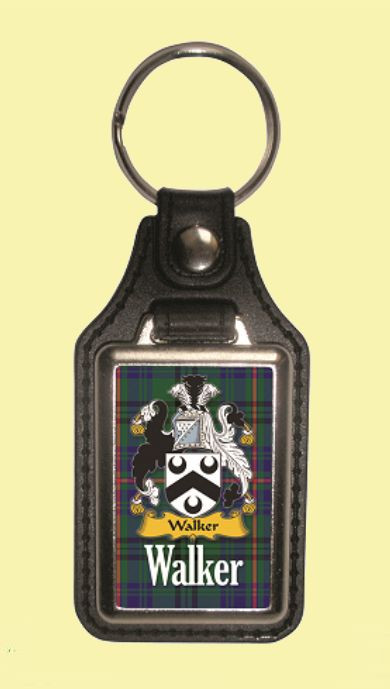 Walker Coat of Arms Tartan Scottish Family Name Leather Key Ring Set of ...