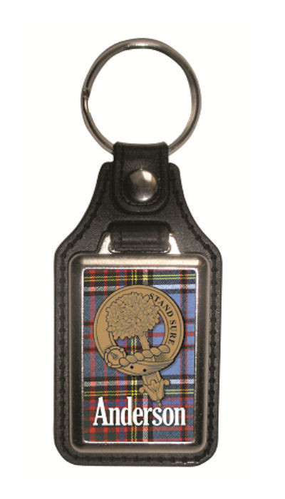 Anderson Clan Badge Tartan Scottish Family Name Leather Key Ring Set of ...