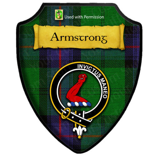 Armstrong Tartan Crest Wooden Wall Plaque Shield - For Everything Genealogy