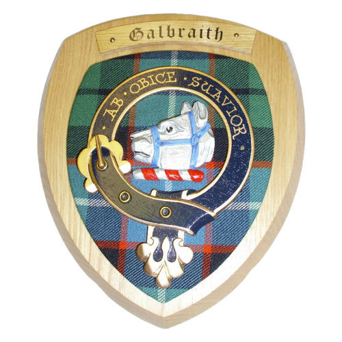 Galbraith Clan Crest Tartan 7 x 8 Woodcarver Wooden Wall Plaque - For ...