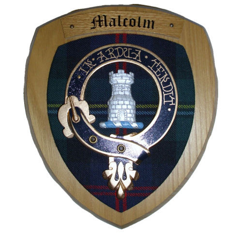 Malcolm Clan Crest Tartan 7 x 8 Woodcarver Wooden Wall Plaque - For ...