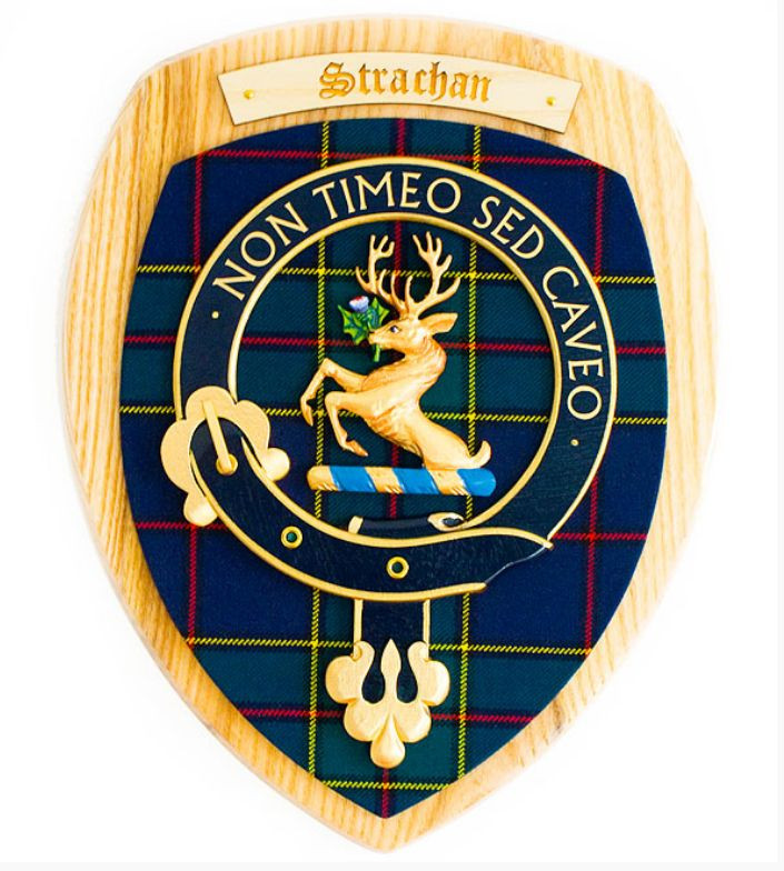 Strachan Clan Crest Tartan 7 x 8 Woodcarver Wooden Wall Plaque - For ...