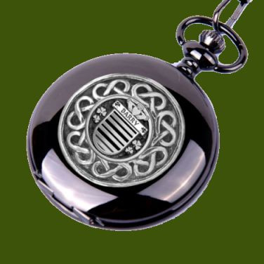 Barry Irish Coat Of Arms Pewter Family Crest Black Hunter Pocket Watch ...