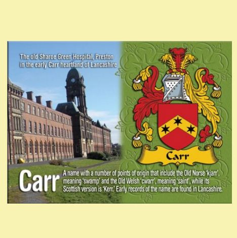 Carr Coat of Arms English Family Name Fridge Magnets Set of 2 - For ...