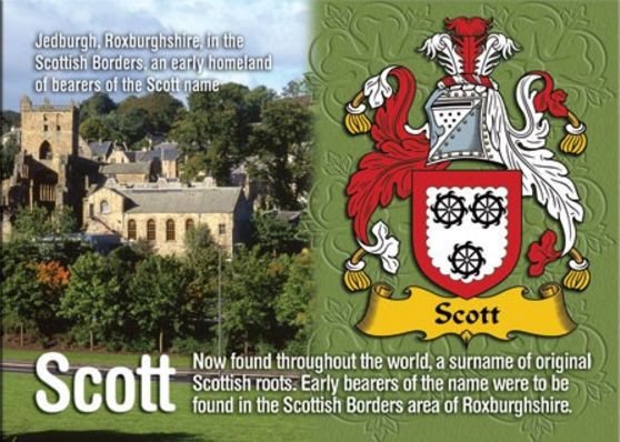 Scott Coat of Arms English Family Name Fridge Magnets Set of 2 - For ...