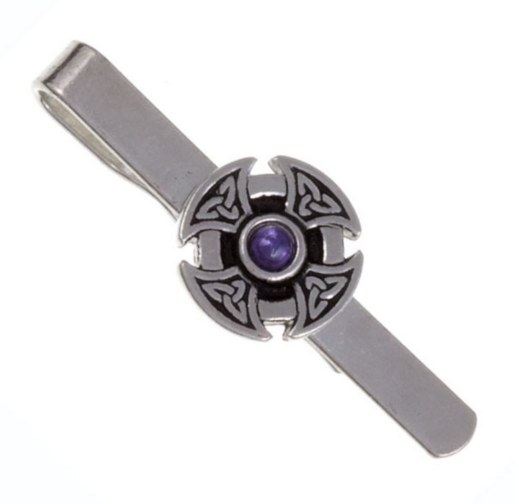 Amethyst Celtic Cross Knotwork Mens Stylish Pewter Tie Bar - For ...