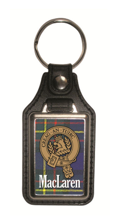 MacLaren Clan Badge Tartan Scottish Family Name Leather Key Ring Set of ...