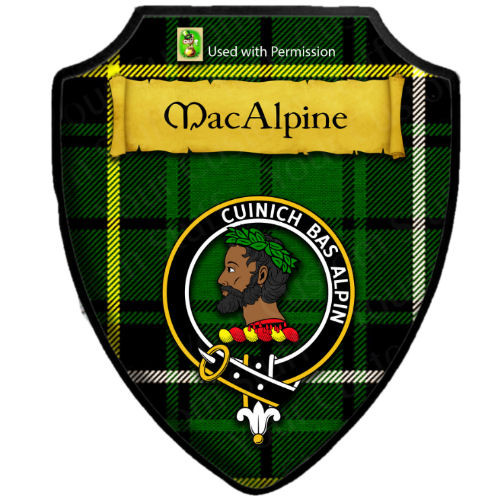 MacAlpine Modern Tartan Crest Wooden Wall Plaque Shield - For ...