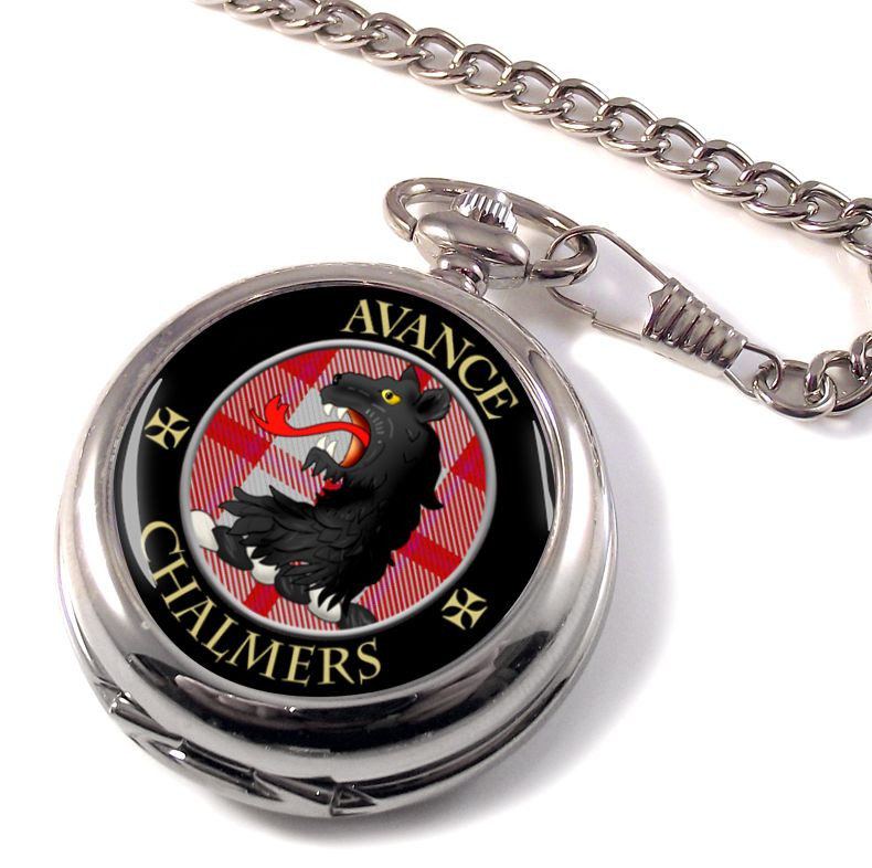Chalmers Clan Crest Round Shaped Chrome Plated Pocket Watch - For ...