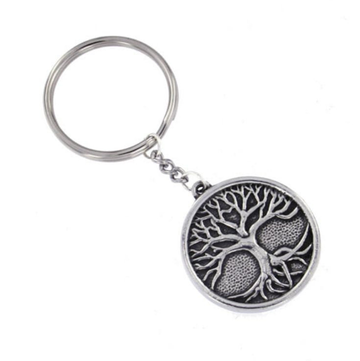 Tree of Life Circular Stylish Pewter Key Ring - For Everything Genealogy