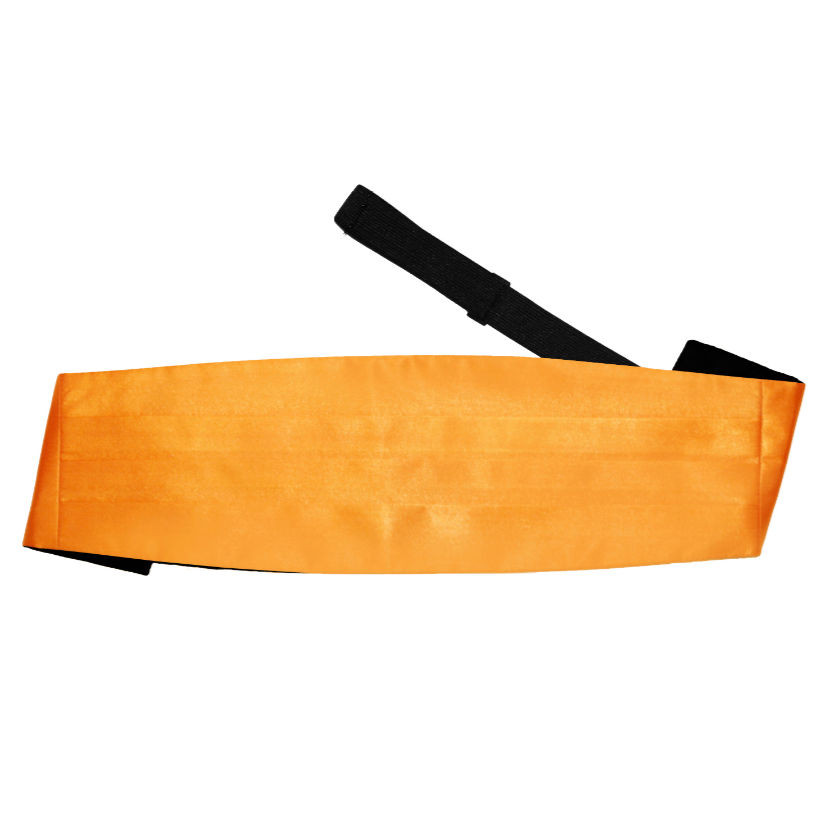 Fluorescent Orange Mens Plain Satin Pleated Wedding Cummerbund - For ...